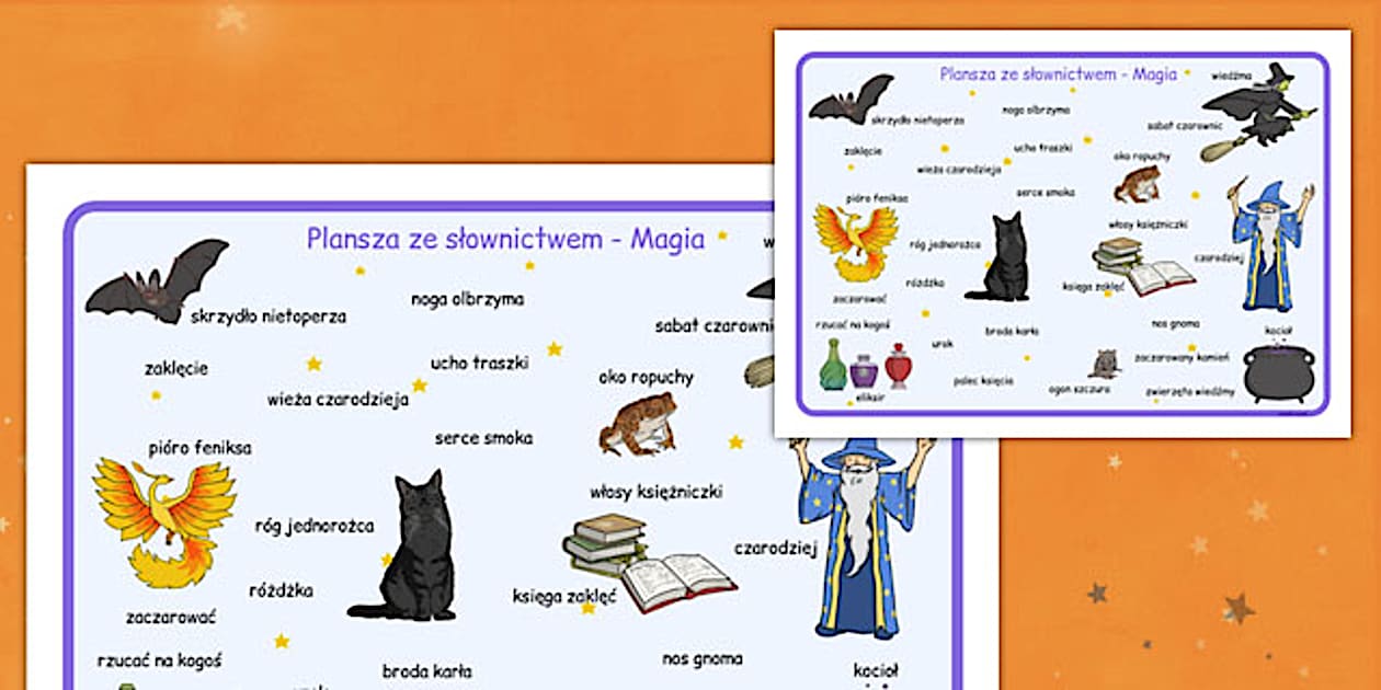 Plansza ze słownictwem Magia po polsku (teacher made)