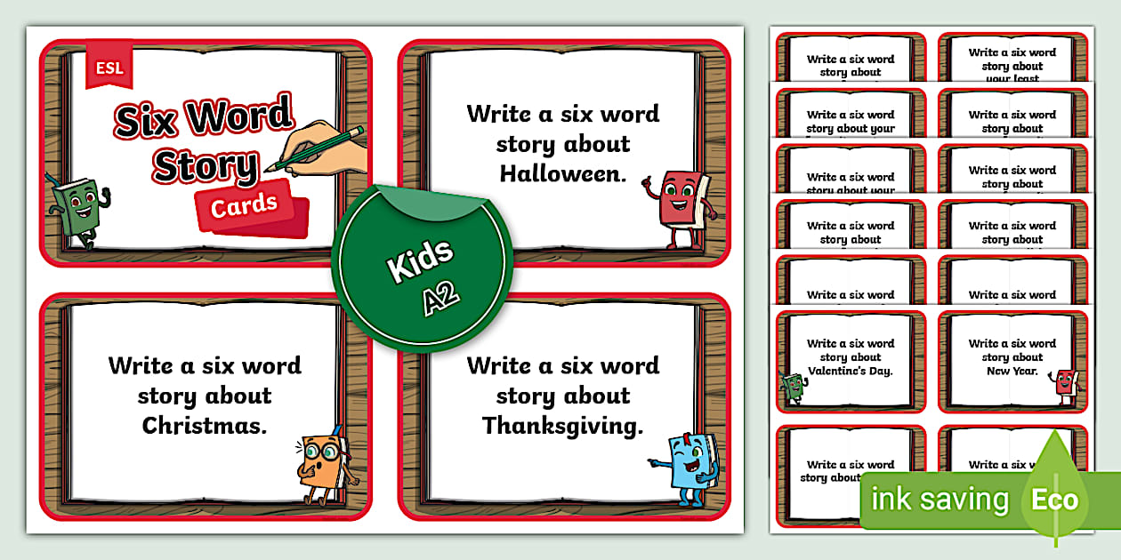 ESL Six Word Story Cards [Kids,A2] (Teacher-Made) - Twinkl