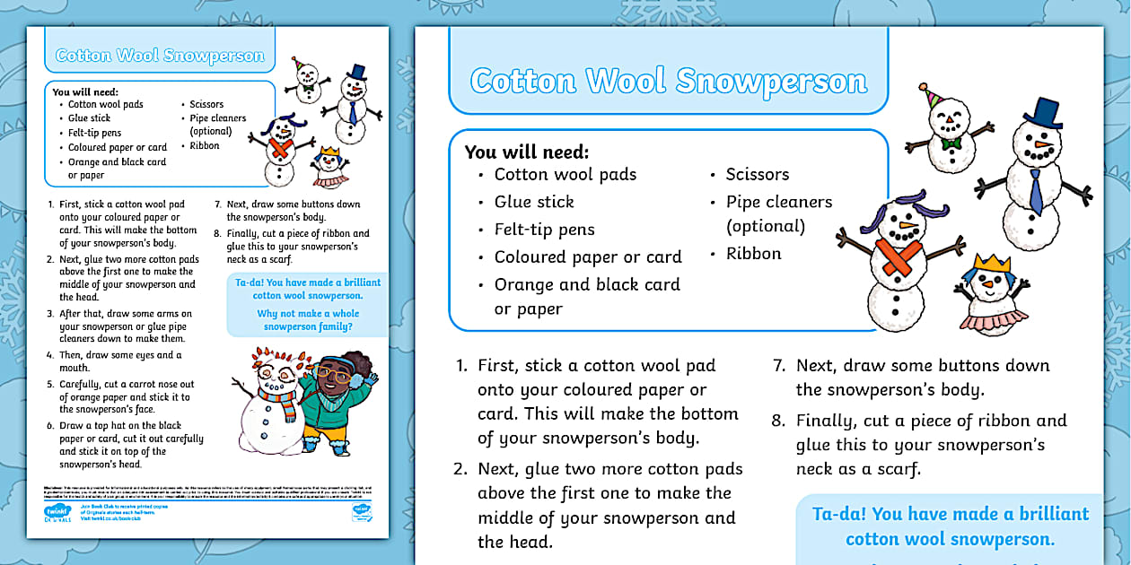 Cotton Wool Snowman Craft | Twinkl | KS1 | EYFS | Christmas