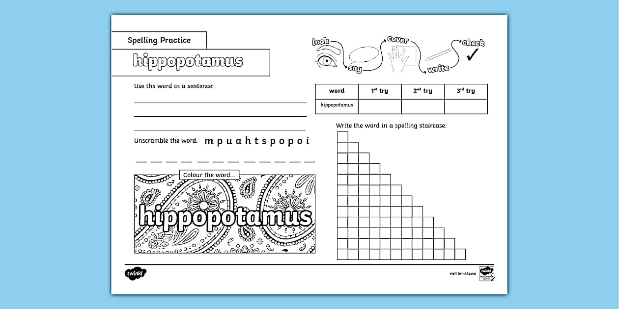 How Do You Spell Hippopotamus? Activity Sheet