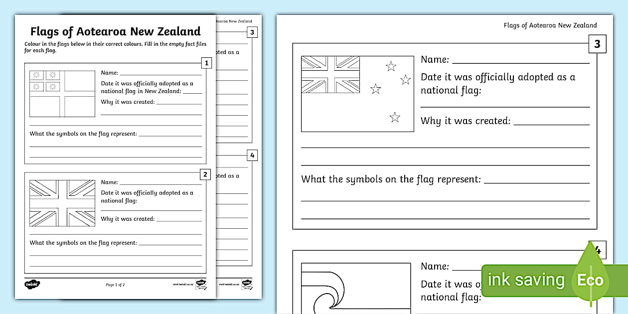 Flags of Aotearoa New Zealand Worksheet (Teacher-Made)