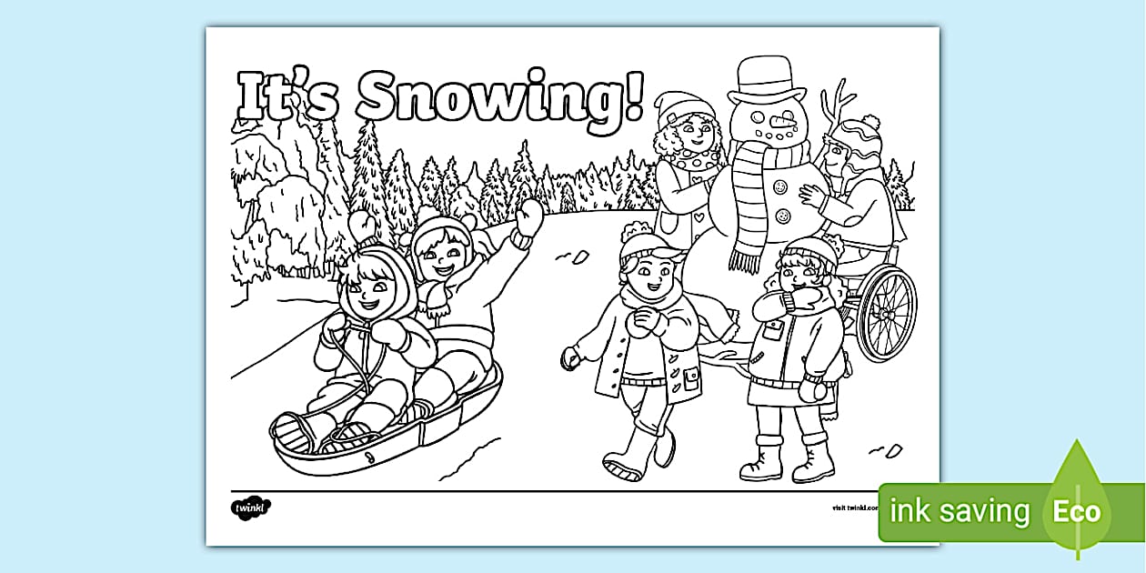 It's Snowing Colouring Page (teacher made) - Twinkl