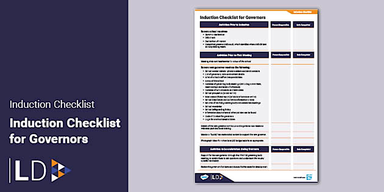 Induction Checklist for Governors (teacher made) - Twinkl