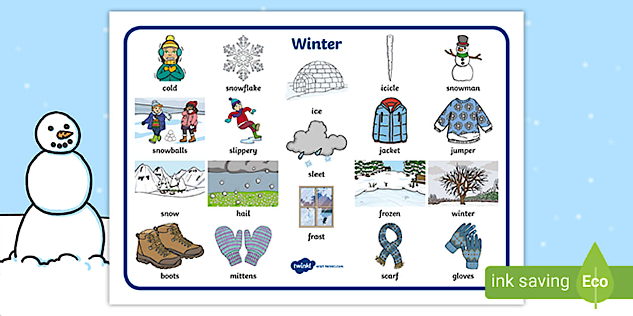 Winter Word Mat (teacher made) - Twinkl