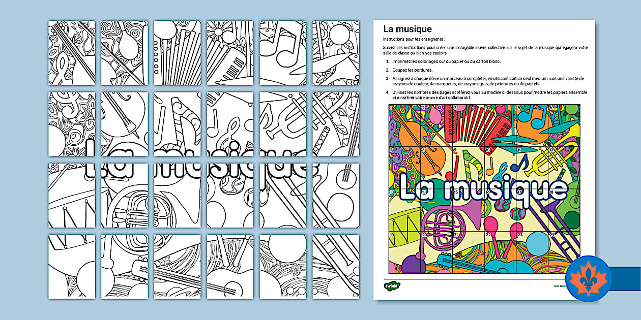 Music Collaborative Colouring Activity French (Teacher-Made)