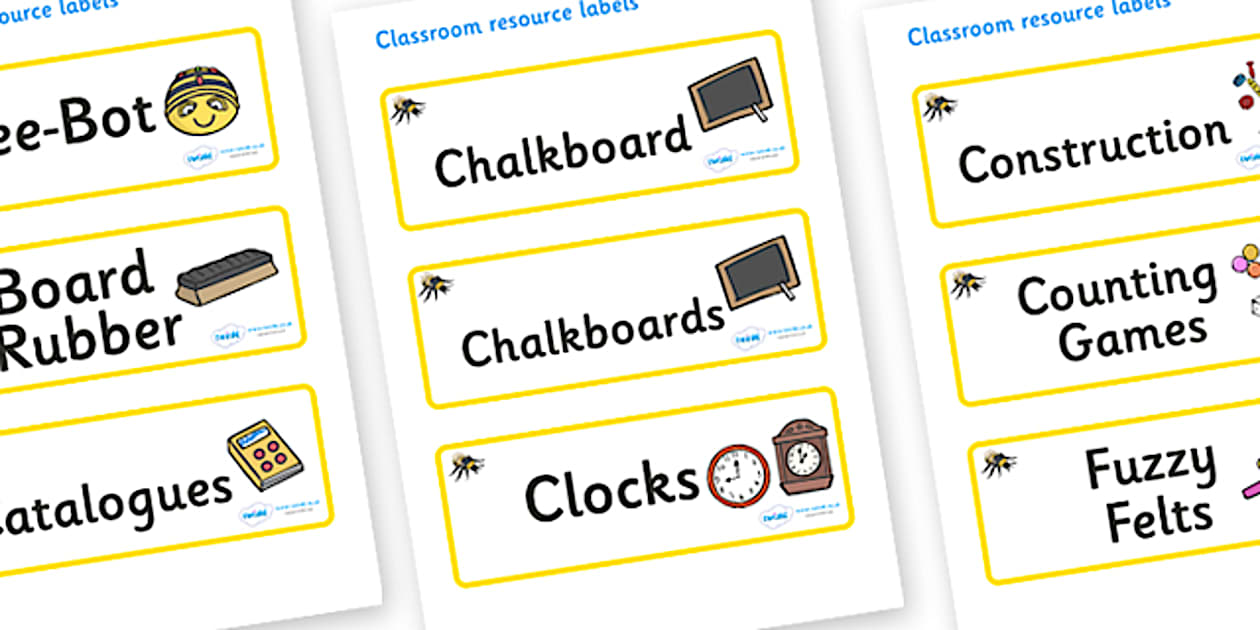 Bumble Bee Themed Editable Additional Classroom Resource Labels