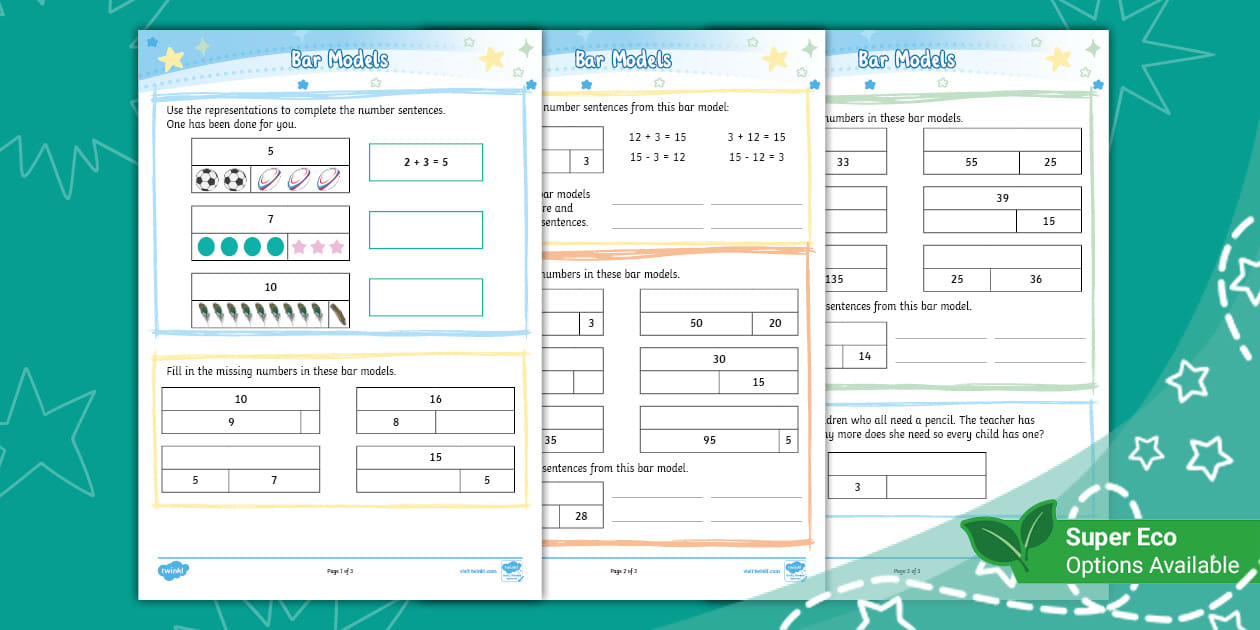 Maths Bar Models Activities (Ages 6 - 7) (teacher made)
