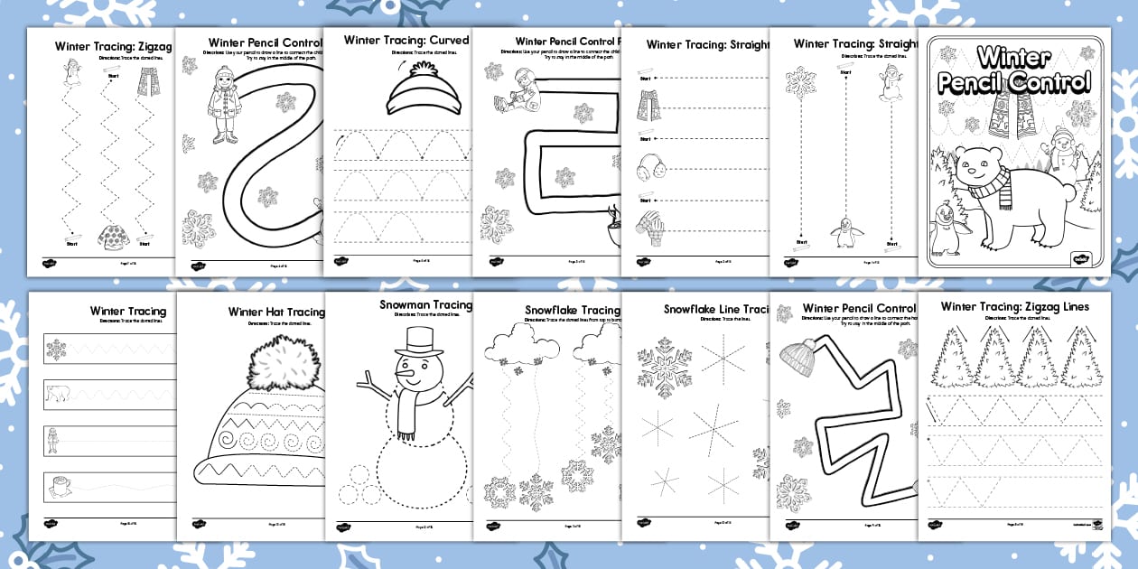Winter Pencil Control Activity Booklet