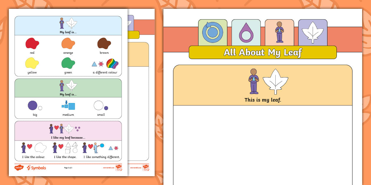 Twinkl Symbols: All About My Leaf Communication Activity