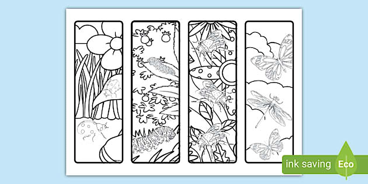 Insect Colouring Bookmarks (teacher made) - Twinkl