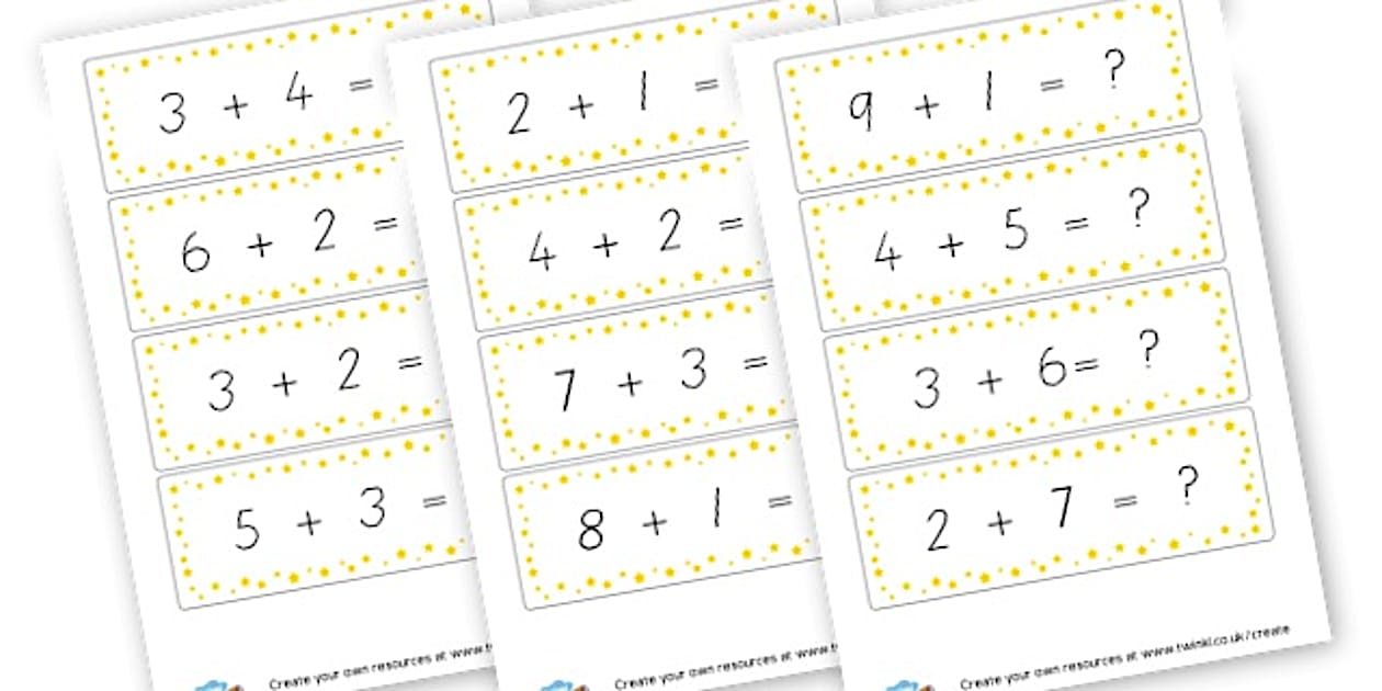 Addition Facts to 10 Flashcards - Primary Resources - Twinkl