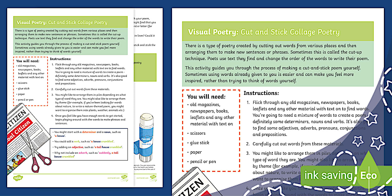 Visual Poetry: Cut and Stick Collage Poetry (Teacher-Made)