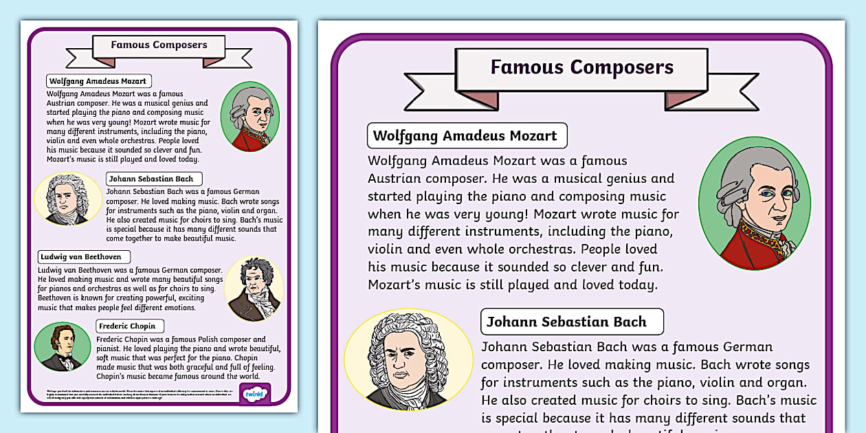 👉 Famous Classical Composers Display Poster - Twinkl