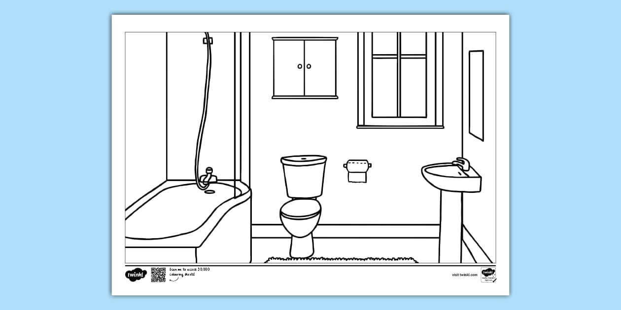 Bathroom Colouring Page - KS1 (teacher made) - Twinkl