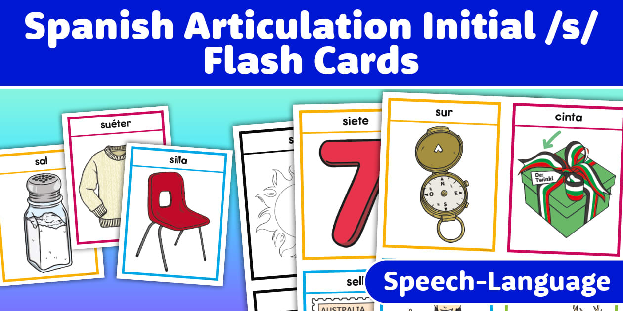 Spanish Articulation Initial /s/ Words Flash Cards for SLP