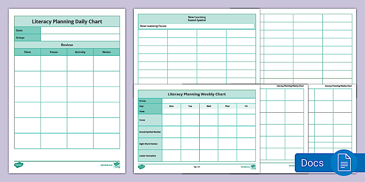 Literacy Lesson Planning Charts (teacher made) - Twinkl