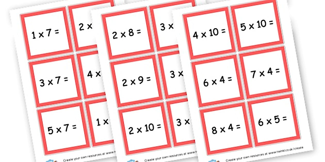 Multiplication Questions Cards - Calculations Times Tables Primary ...