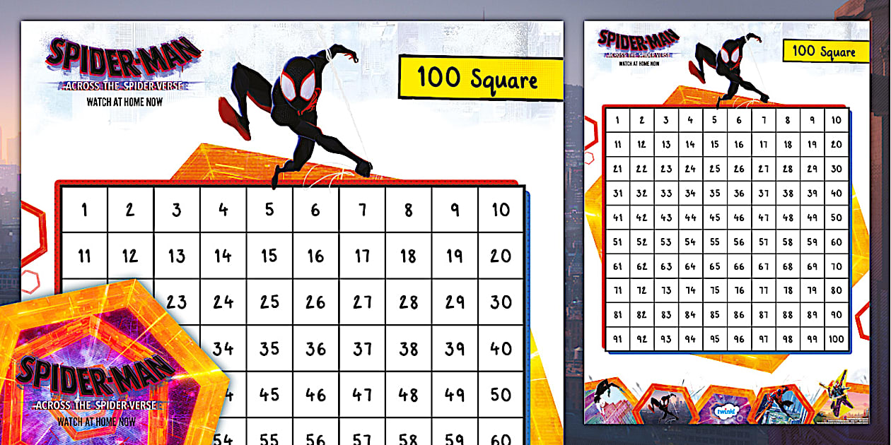 FREE! - 👉 Spider-Man: 100 Square (teacher made) - Twinkl