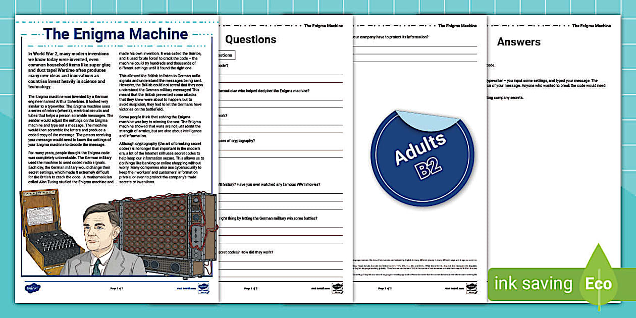 ESL: Enigma Reading Comprehension [Adults] (teacher made)
