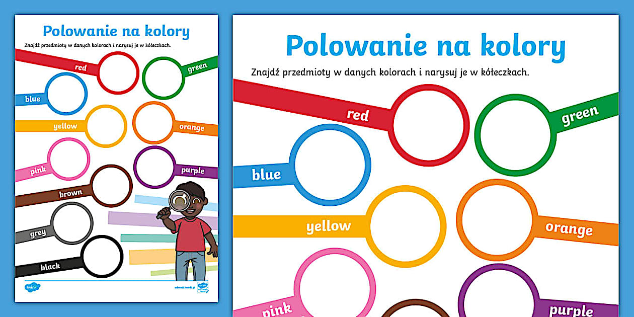Polowanie na kolory | Nauka angielskiego | Karta Pracy