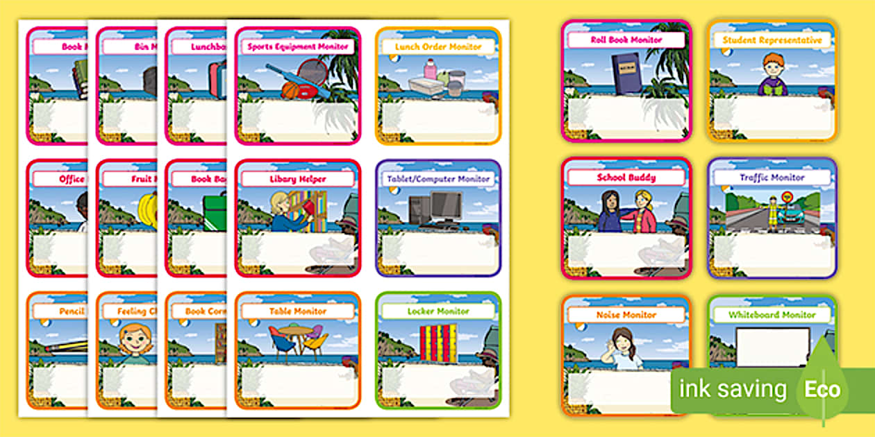 Tropical Pineapple Monitor and Job Cards (teacher made)