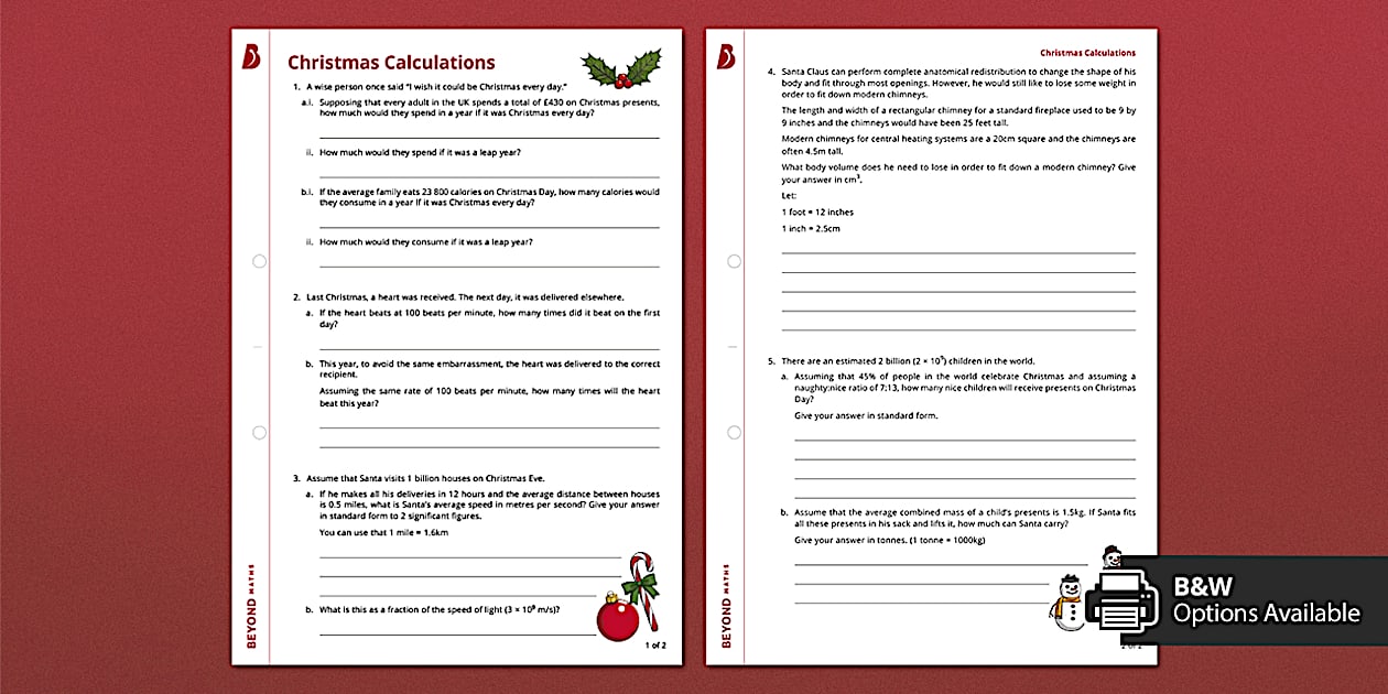 👉 Christmas Calculations (Teacher-Made) - Twinkl