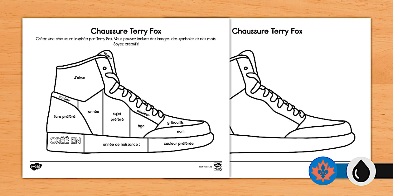 Terry Fox Shoes I Terry Fox Shoes Art Activity French