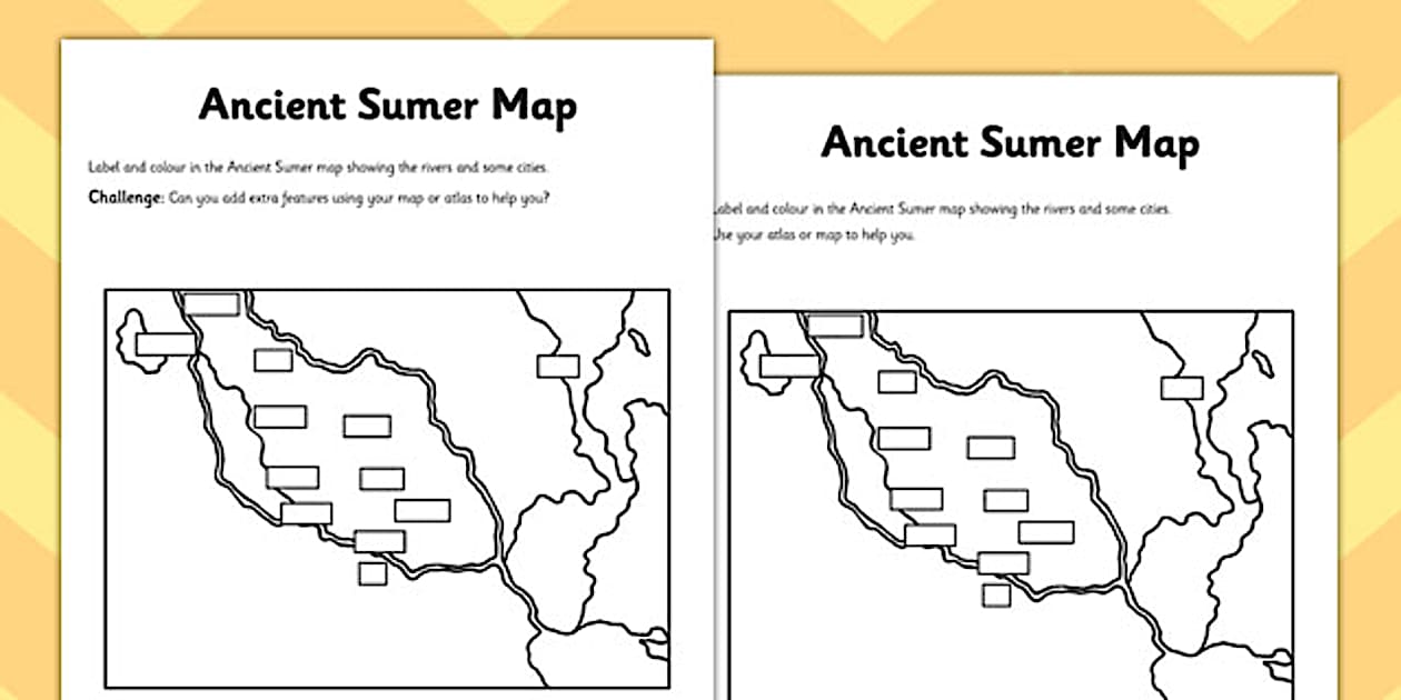Ancient Sumer Location and Mesopotamia River Map - Twinkl