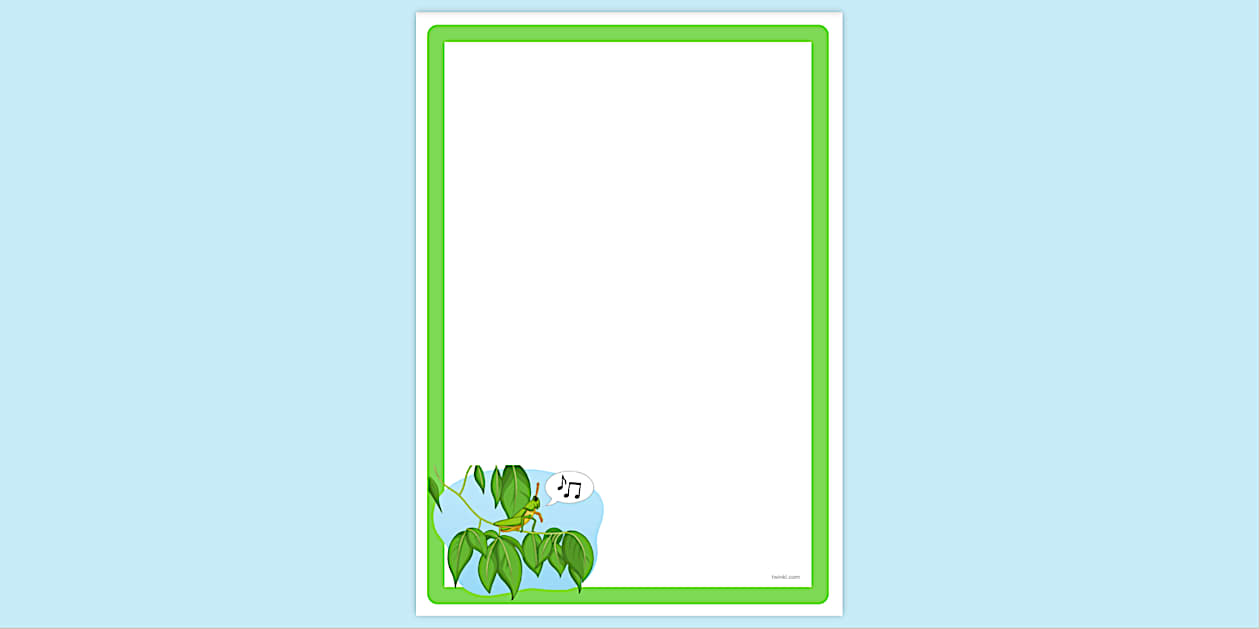 Simple Blank Cricket Singing in Summer Page Border | Twinkl