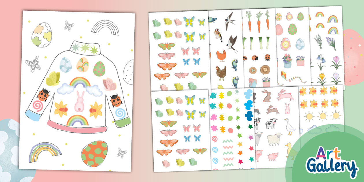 Design Your Own Easter Jumper Collage Activity Pack - Twinkl