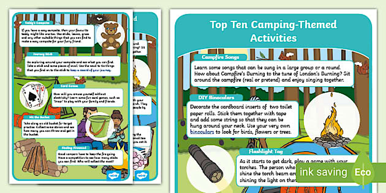 Top 10 Camping-Themed Activities - Outdoors - Kindergarten