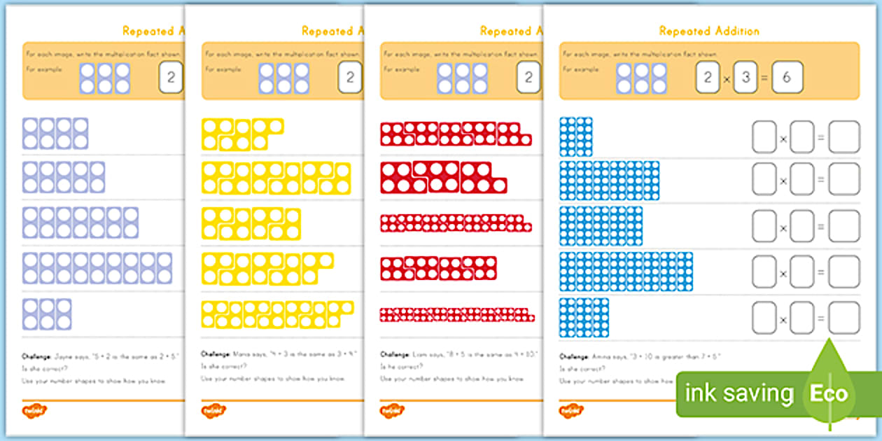 Second Grade Repeated Addition Activity Worksheet - Twinkl