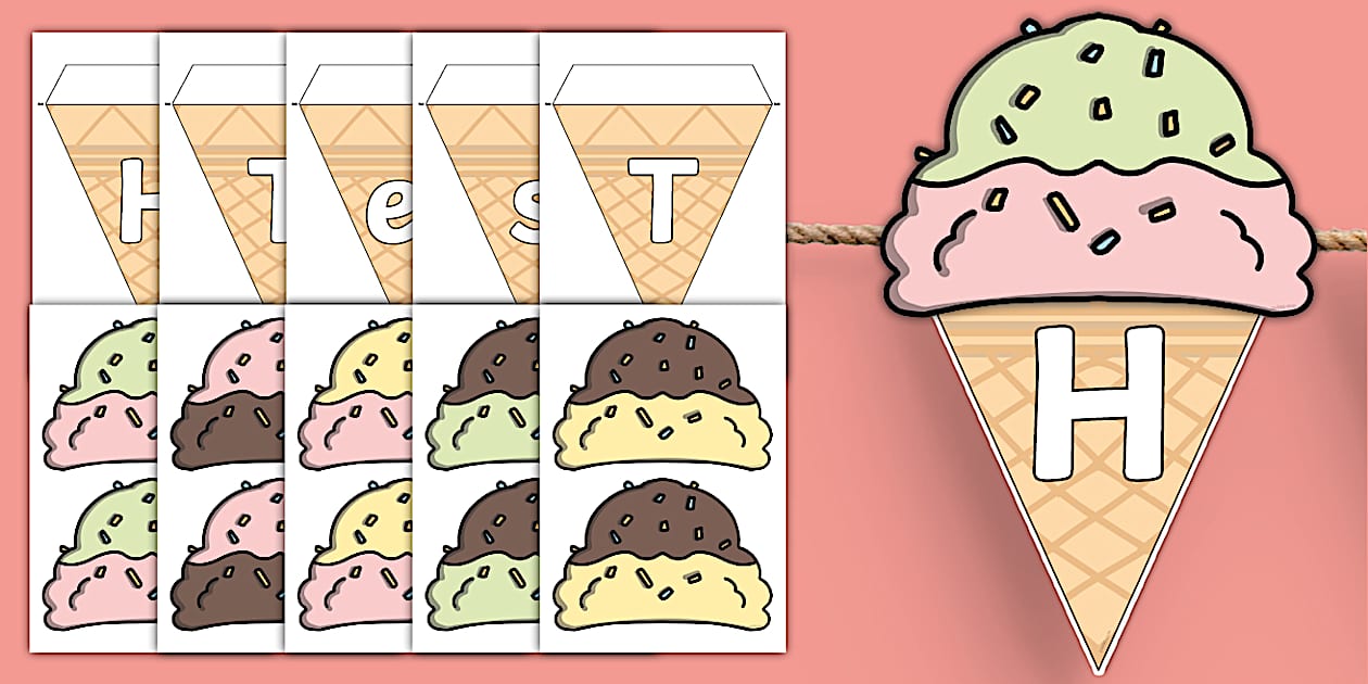 Here's the Scoop About Us Lettering Display Bunting - Twinkl