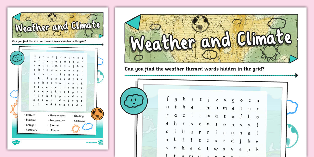 Weather and Climate Word Search F-2 (teacher made) - Twinkl