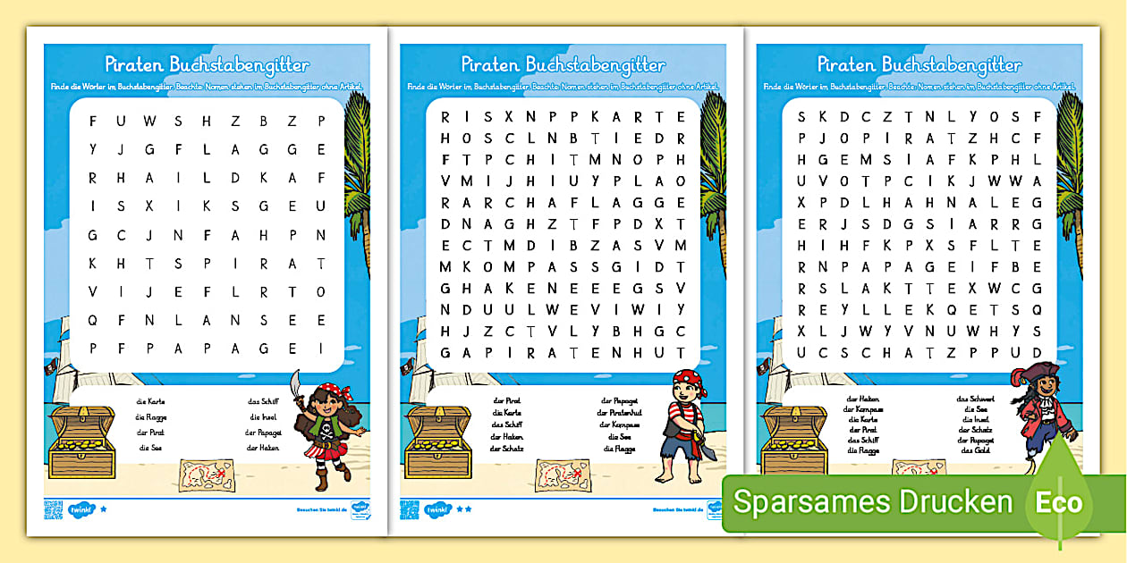Piraten Buchstabengitter - Twinkl