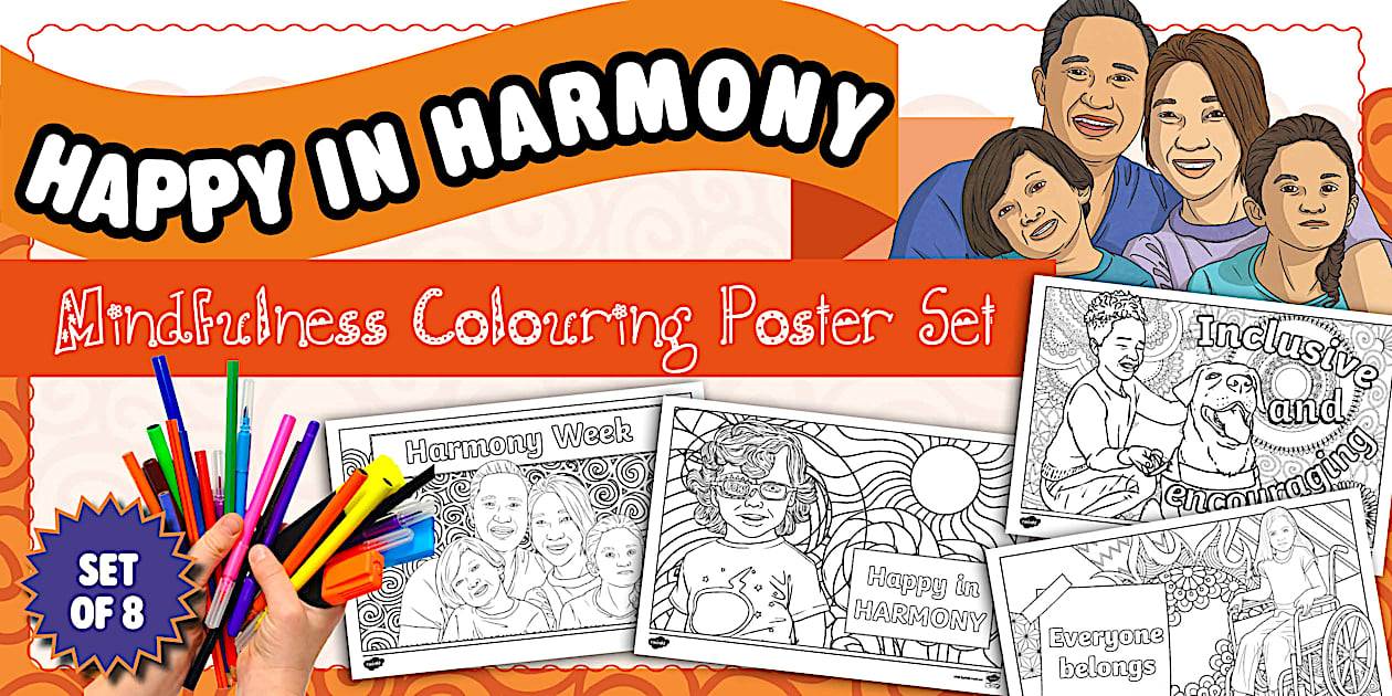 Happy In Harmony Mindfulness Colouring Poster Set