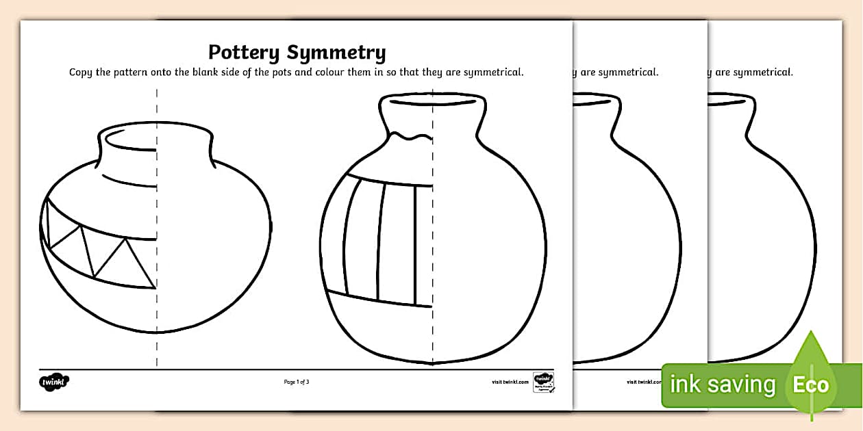 Pottery Symmetry Drawing Activity (teacher made) - Twinkl