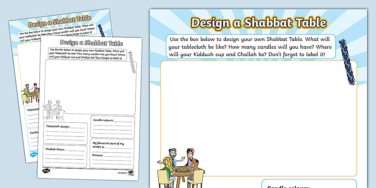 Design a Shabbat Table Setting Worksheet (teacher made)