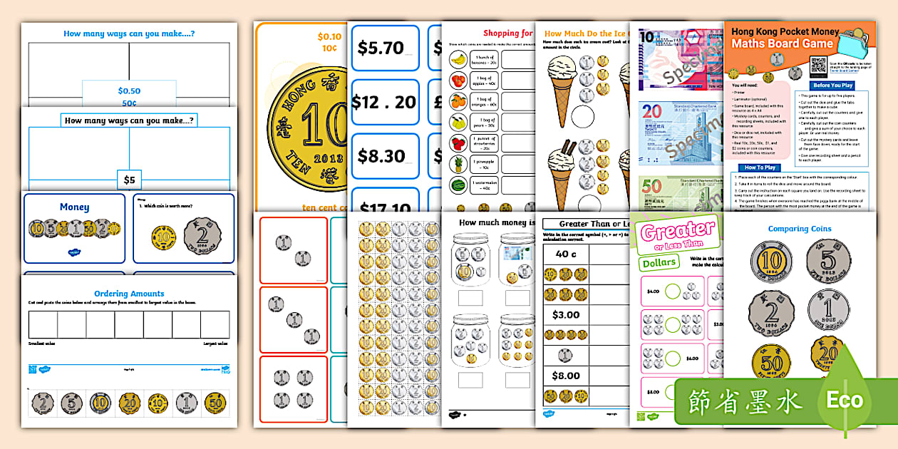 Hong Kong currency retail pack (teacher made) - Twinkl