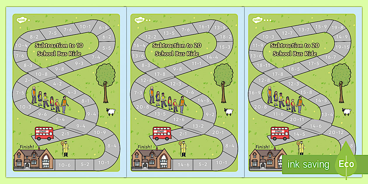 School Bus Subtraction Games Year 1 - Maths Resources