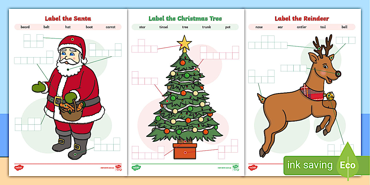 Label The Christmas Image Activity - F-2 - Events - Twinkl