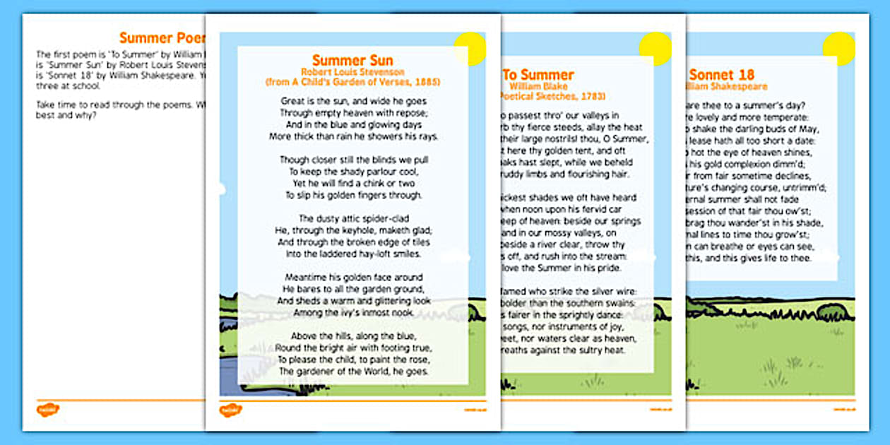 Care Home Summer Poems (teacher made) - Twinkl