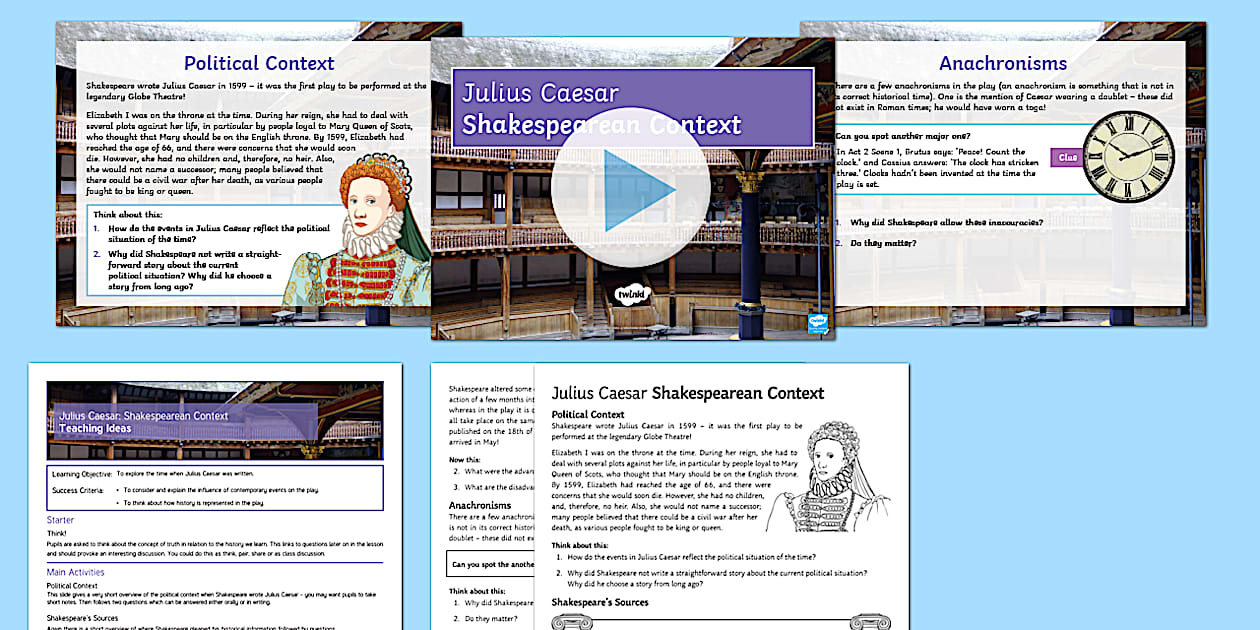 GCSE Julius Caesar Shakespearean Context Lesson Pack