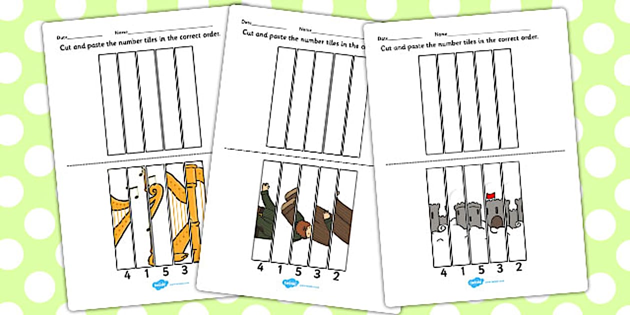 Black and White Jack and the Beanstalk Number Sequencing Puzzle