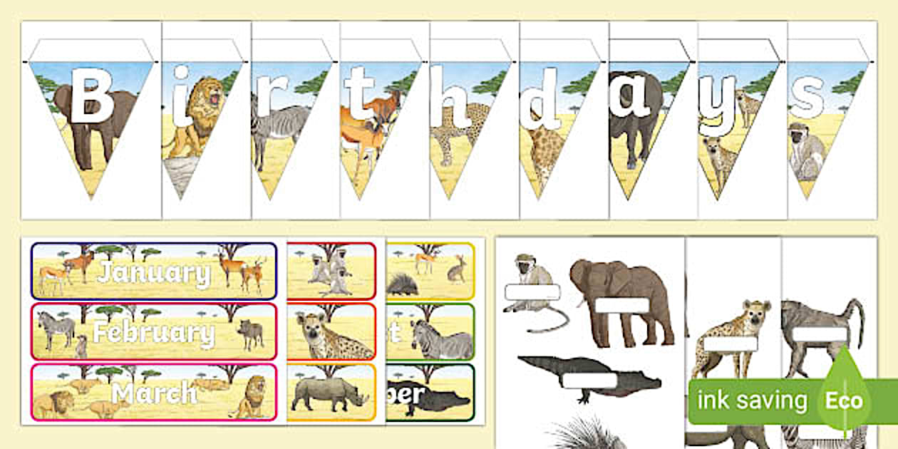 Classroom Birthday Chart | African Animals | Class Birthdays