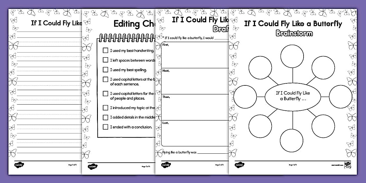 First Grade If I Could Fly Like a Butterfly Writing Prompt