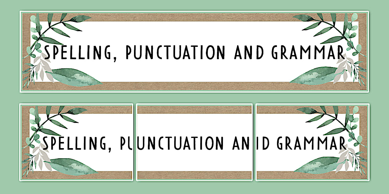 Muted Botanical Themed Spelling, Punctuation and Grammar Display Banner