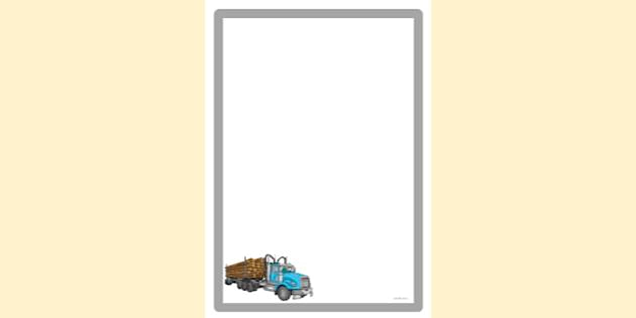 Simple Blank Log Truck Border | Page Borders | Twinkl
