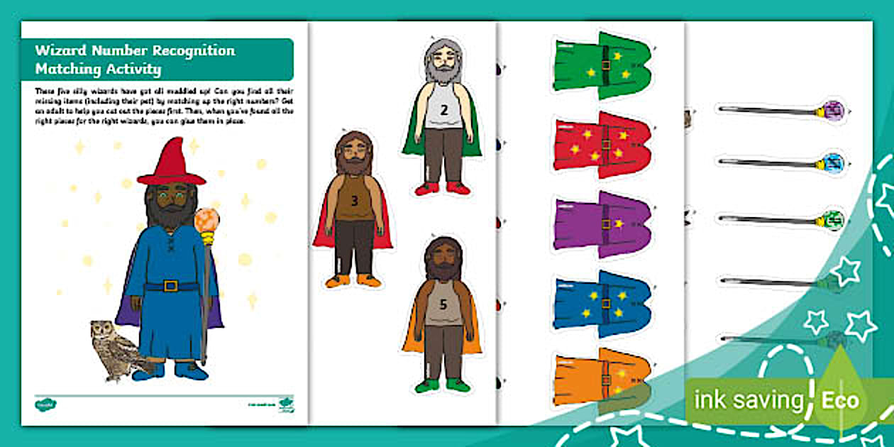 👉 Wizard Number Recognition Matching Activity - Twinkl