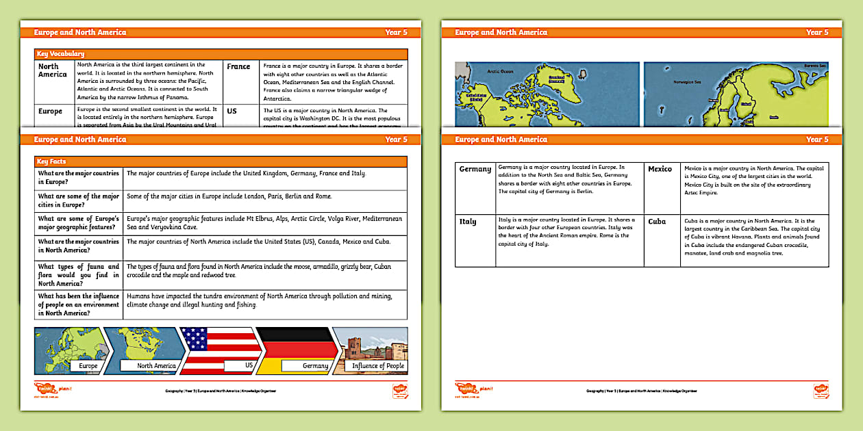 Year 5 Geography Europe and North America Knowledge Organiser